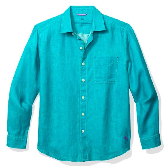 Tommy Bahama | Shirts | Mens Tommy Bahama Turquoise Ling Sleeve Linen ...